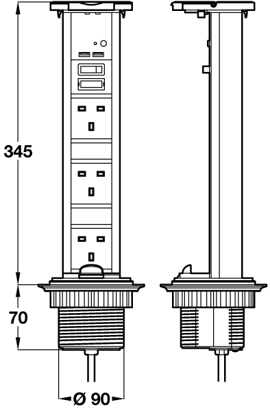 Vertical powerdock with USB connectors – RÄM Interiors